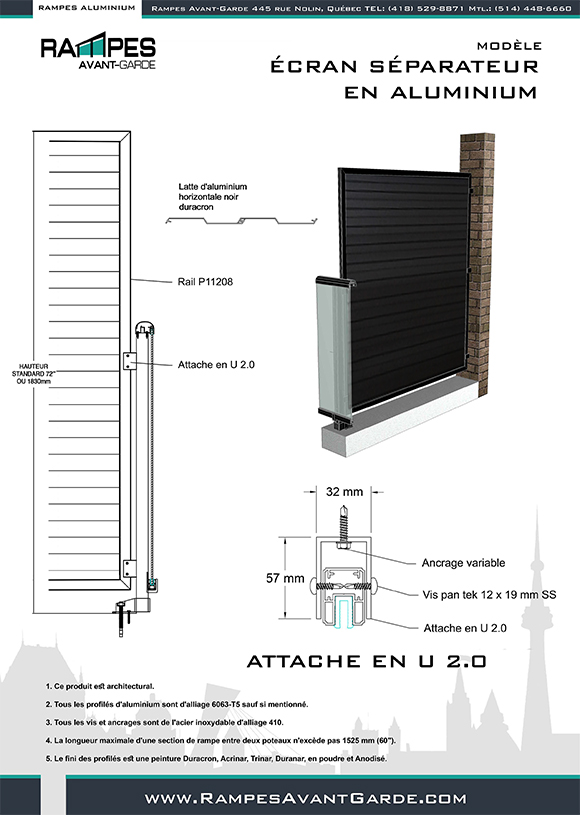 ÉCRAN SÉPARATEUR EN ALUMINIUM